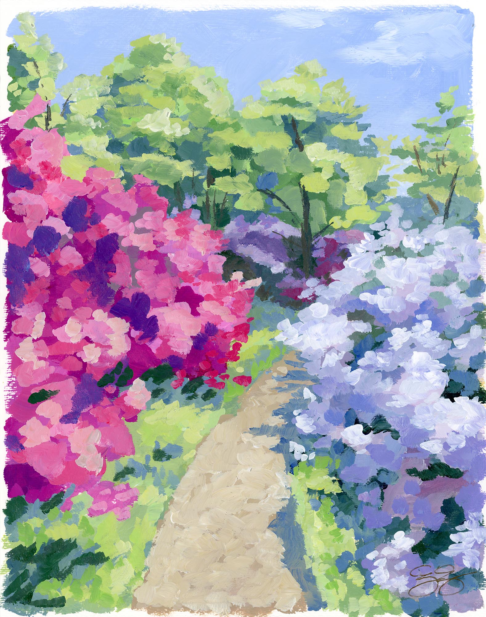 Original landscape painting of azalea garden - 11 x 14 – Elizabeth ...