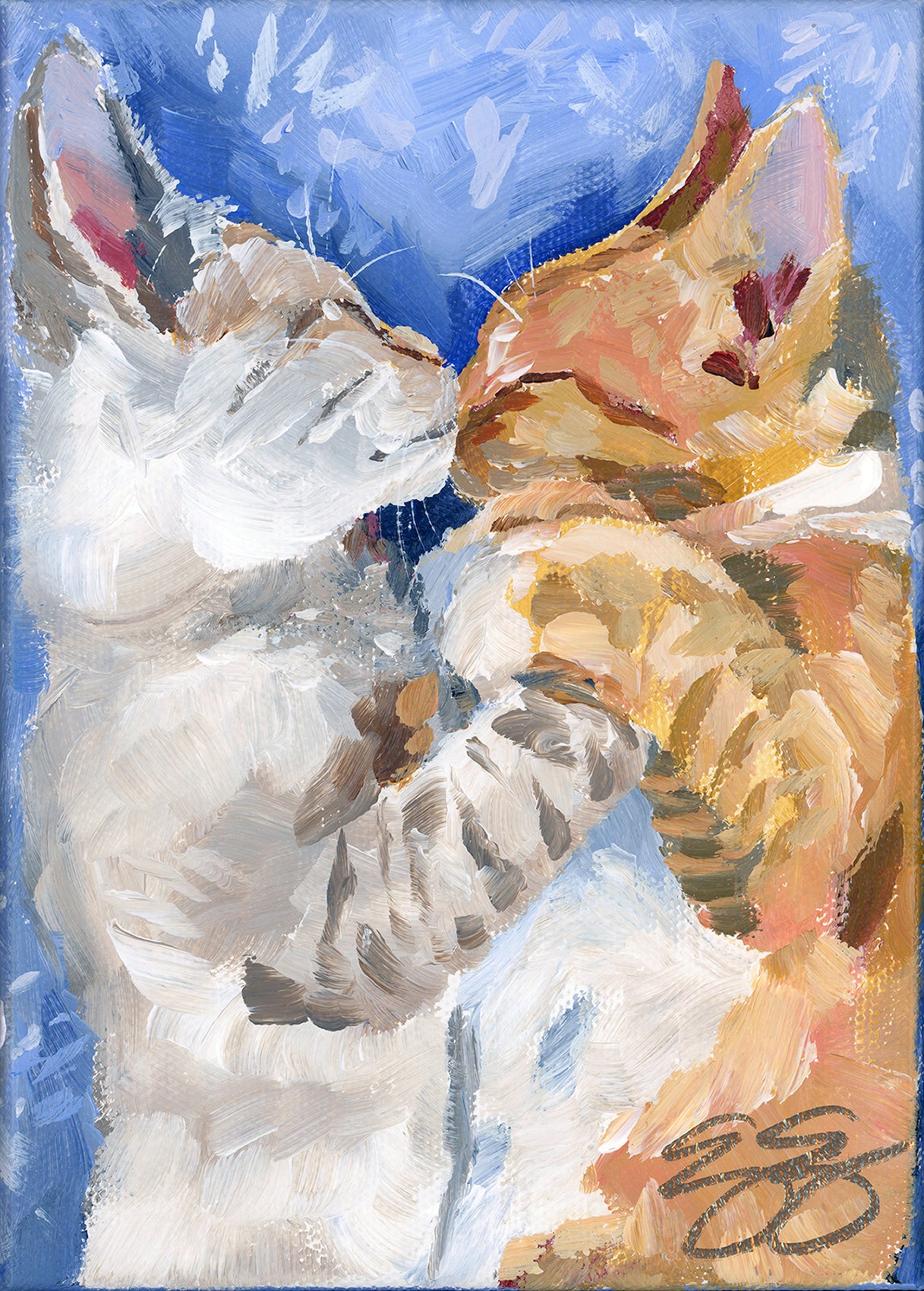 No. 424 Cats sleeping nose to nose, a fine art print on paper ...