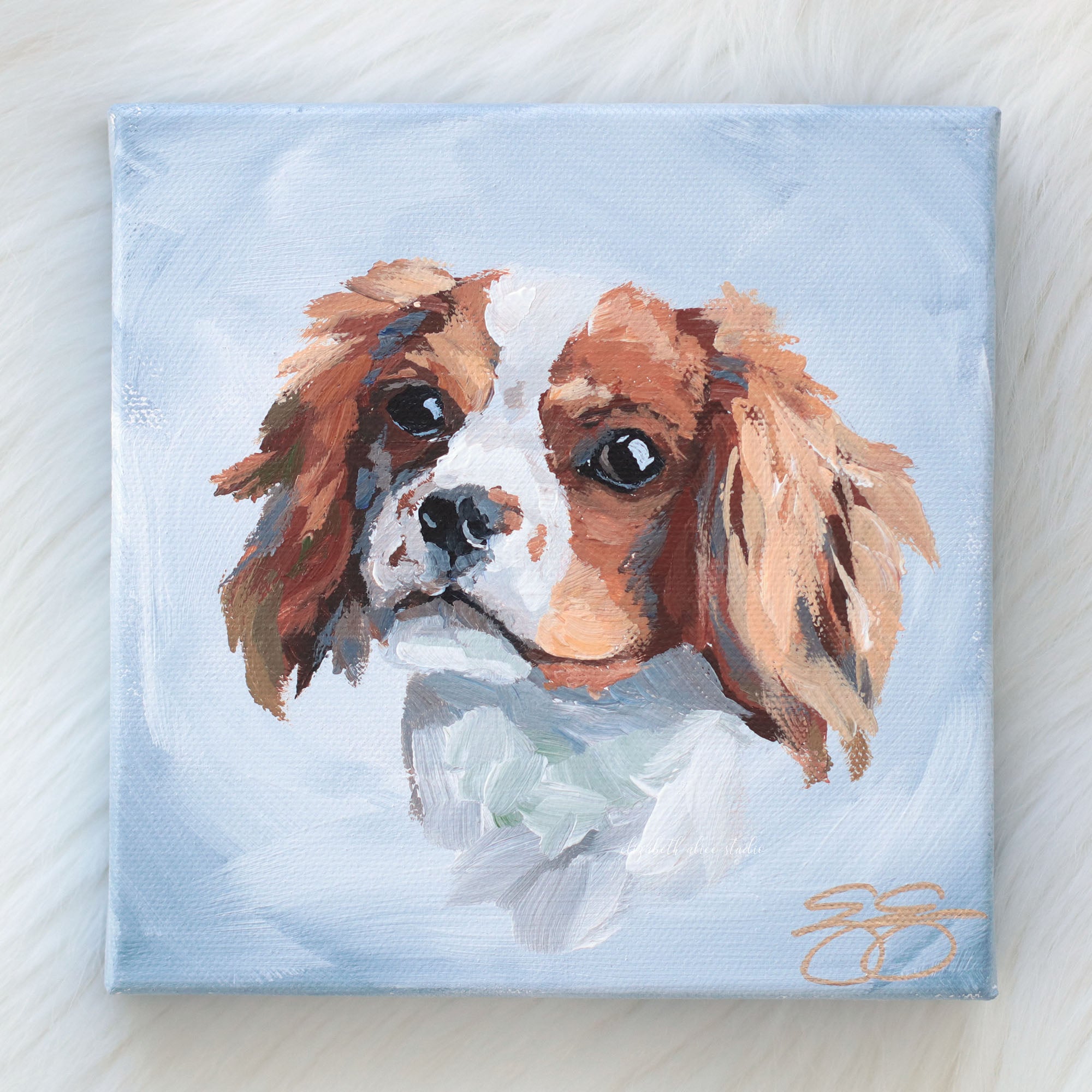 Cavalier King Charles Spaniel - 6 x 6 original painting – Elizabeth ...